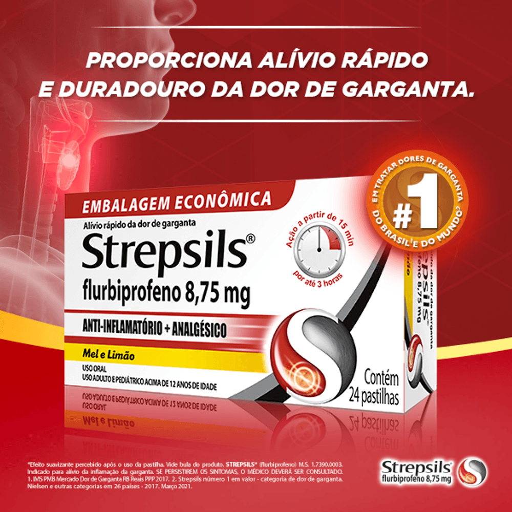 Strepsils Mel e Limão com 24 Pastilhas - anossadrogaria