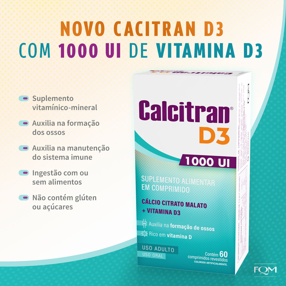 Calcitran D3 1000UI com 60 Comprimidos - anossadrogaria
