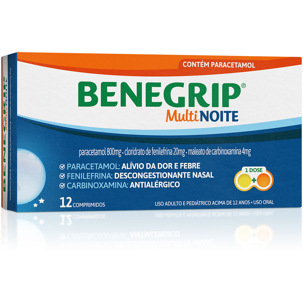 Benegrip Multi Noite com 12 Comprimidos - anossadrogaria