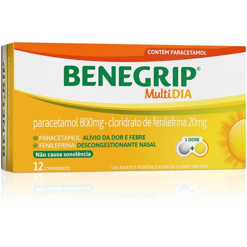 Benegrip Multi Dia com 12 Comprimidos - anossadrogaria