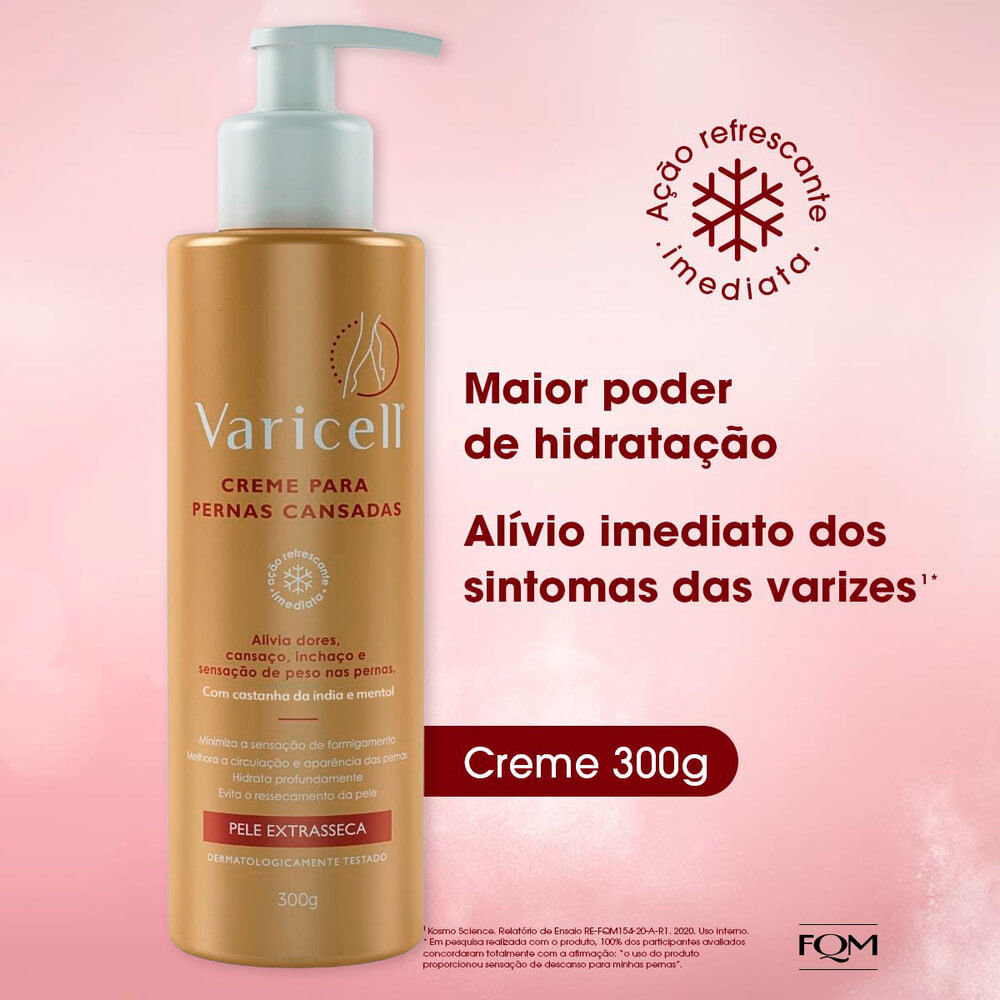 Varicell Creme para Pernas Cansadas Pele Extrasseca 300g - anossadrogaria