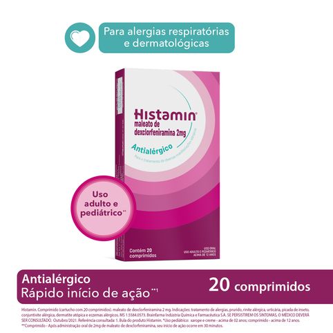 Histamin 2mg com 20 comprimidos - anossadrogaria