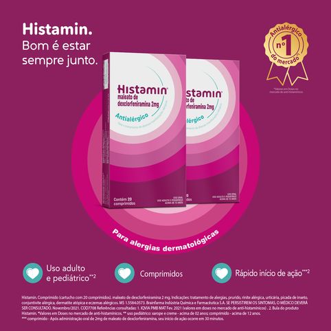 Histamin 2mg com 20 comprimidos - anossadrogaria