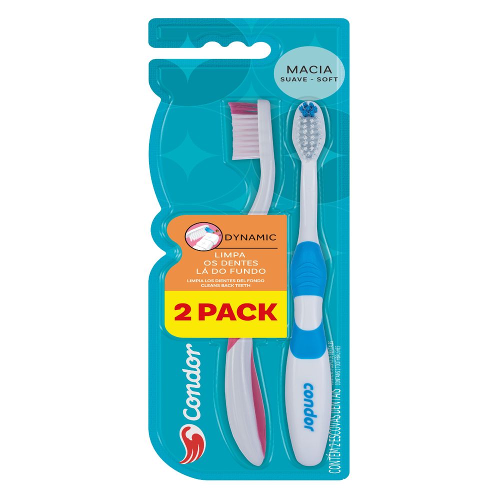 Escova Dental Condor Dynamic com 2 Unidades - anossadrogaria