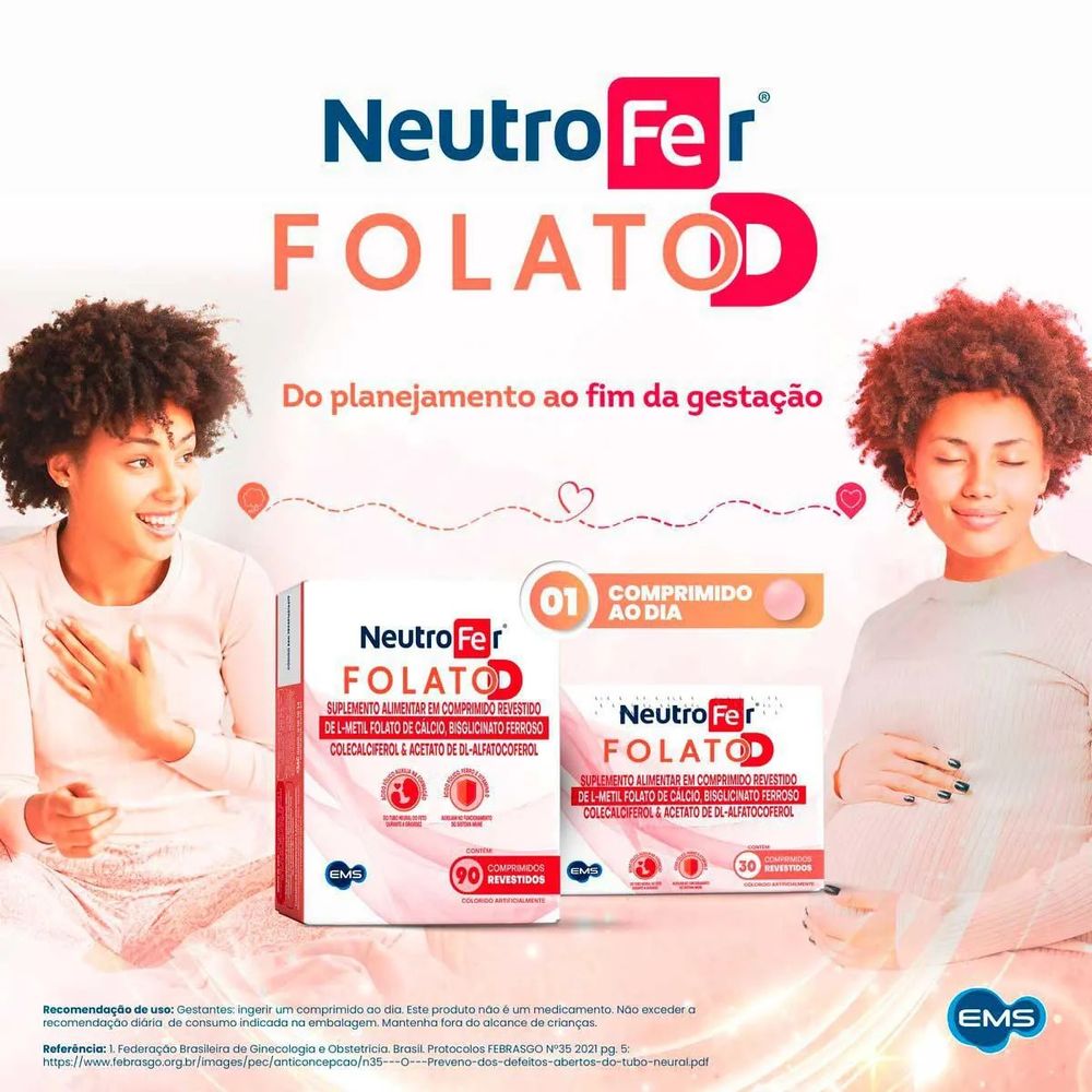 Neutrofer Folato D com 90 Comprimidos - anossadrogaria