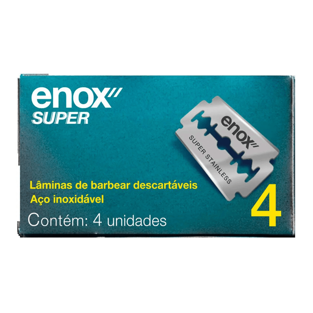 Lâmina de Barbear Enox Super Duplo Fio com 4 Unidades - anossadrogaria