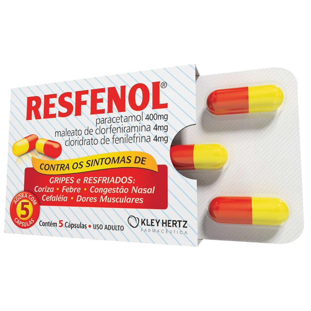 Resfenol com 5 cápsulas - anossadrogaria