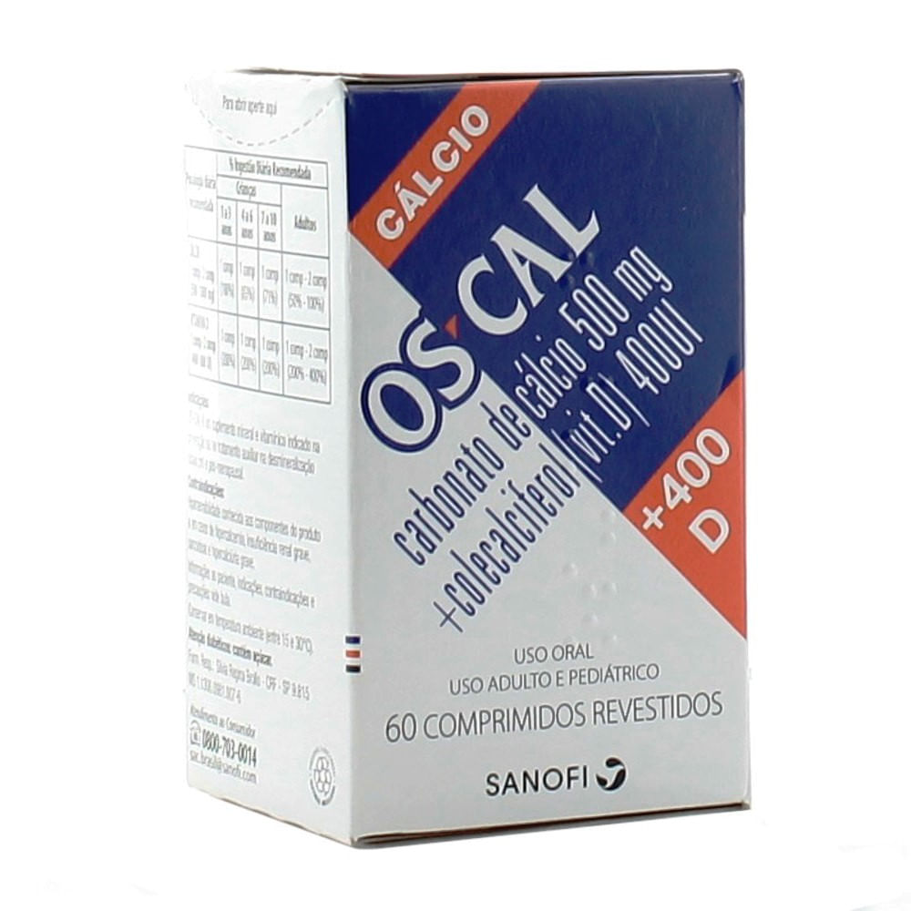 OS-CAL D 500mg + 400ui com 60 Comprimidos - anossadrogaria