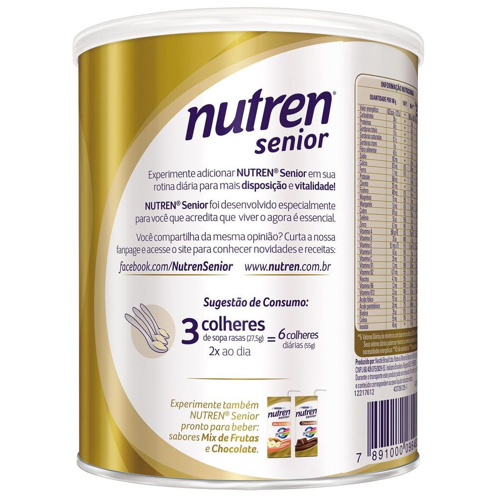 Complemento Alimentar Nutren Senior Pó Sem Sabor Lata 370g - anossadrogaria